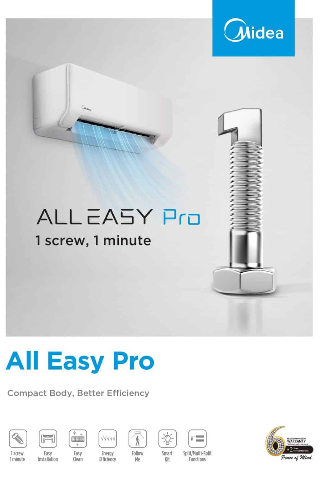 Midea All Easy Pro Standard System 2 (4 Ticks) R32 - Jex Aircon